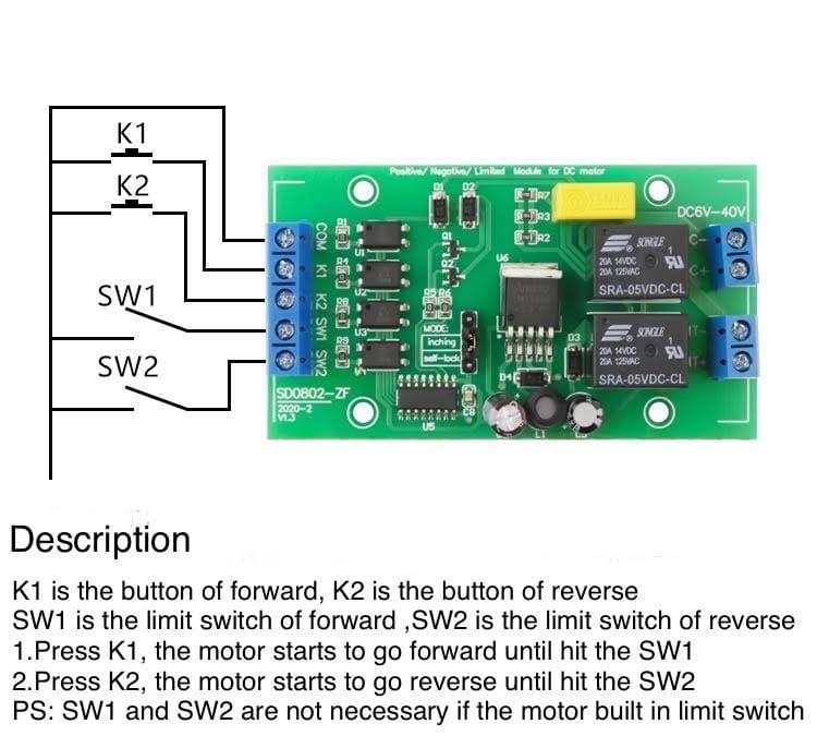 UYGALAXY Motor DPDT Relay Module PCB Board, DC 6V~36V Version for DIY ...